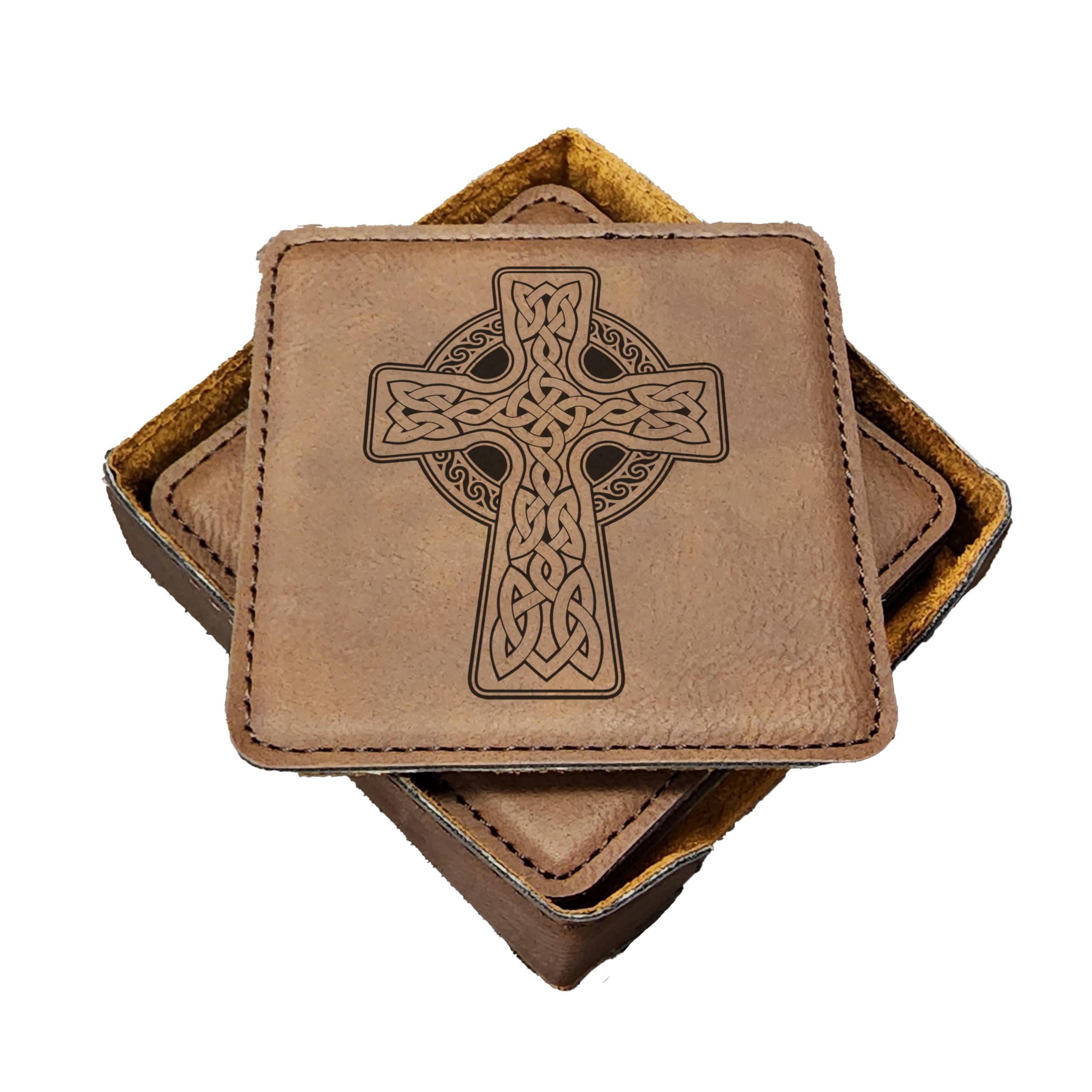 Celtic Cross - Handmade Coasters Set of 6 - Engraved Barware ...