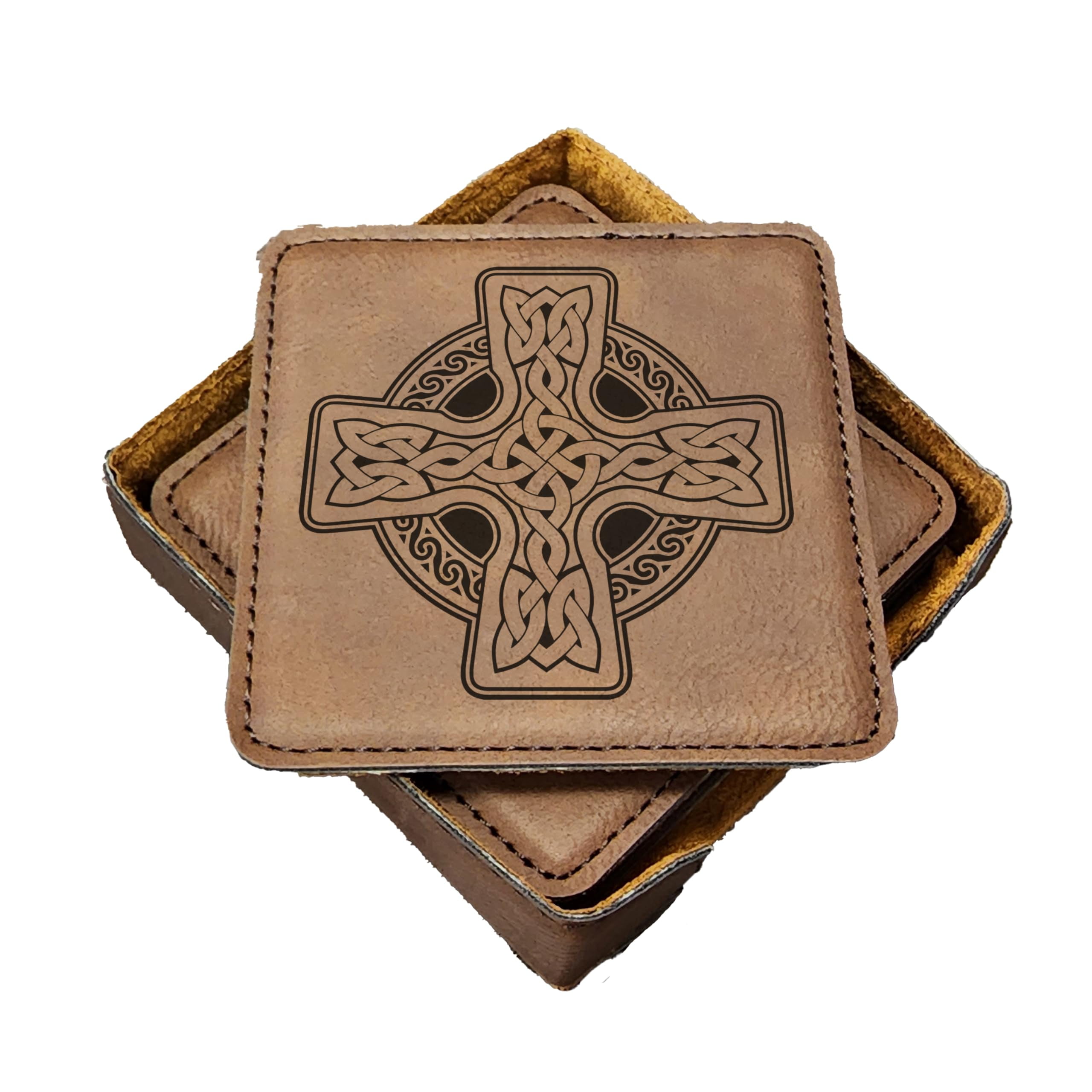 Celtic Cross - Handmade Coasters Set of 6 - Engraved Barware ...