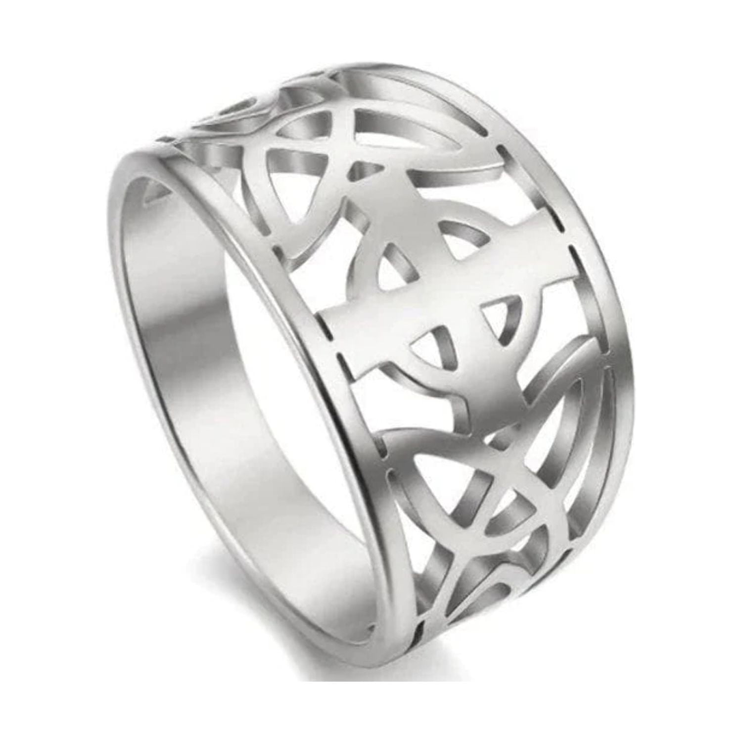 Celtic Cross Ring Womens Silver 316L Stainless Steel Nimbus Crucifix ...