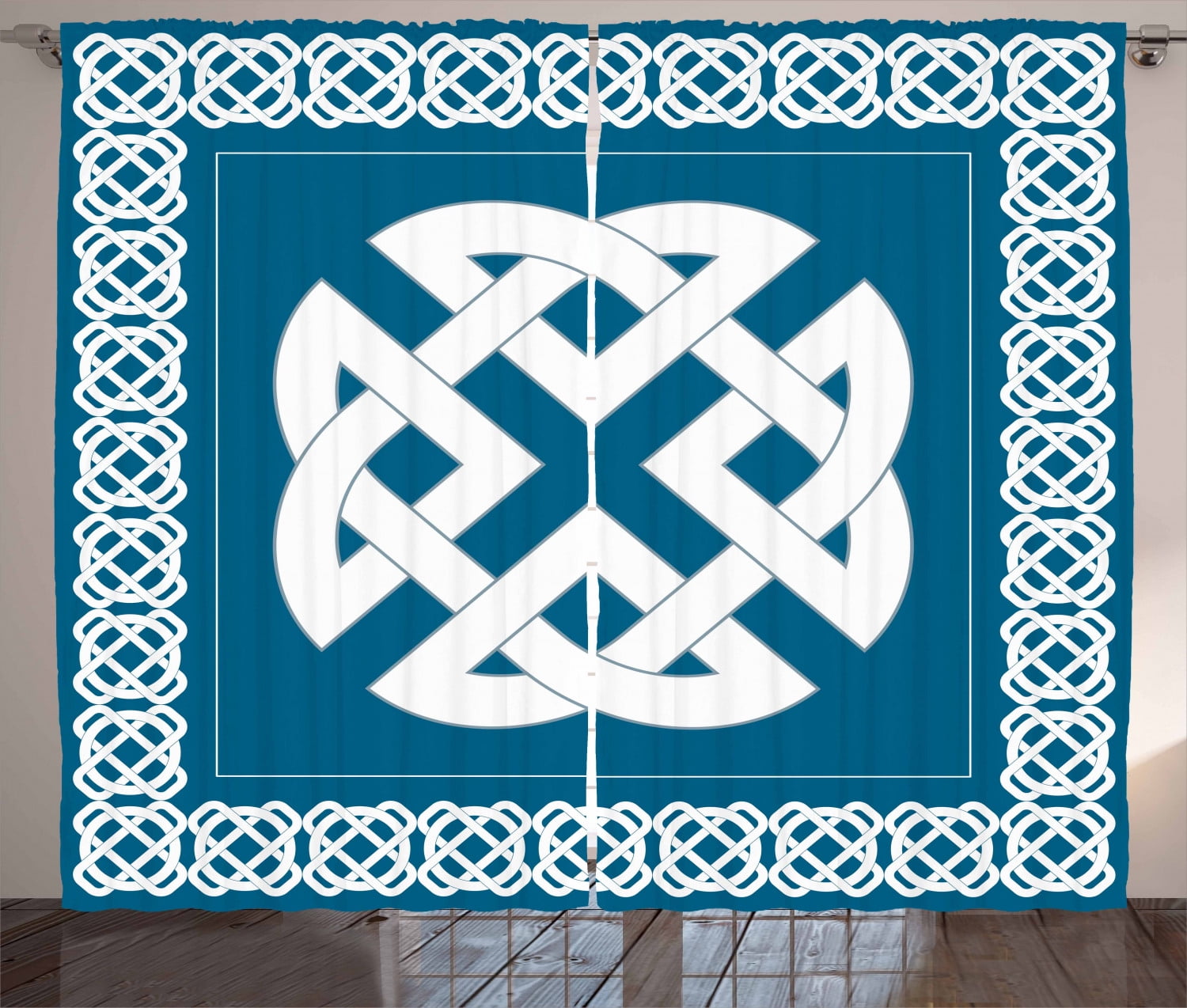 Ambesonne Celtic Curtains 2 Panel Set, 4 Element Celtic Knot, 108" x 90 ...