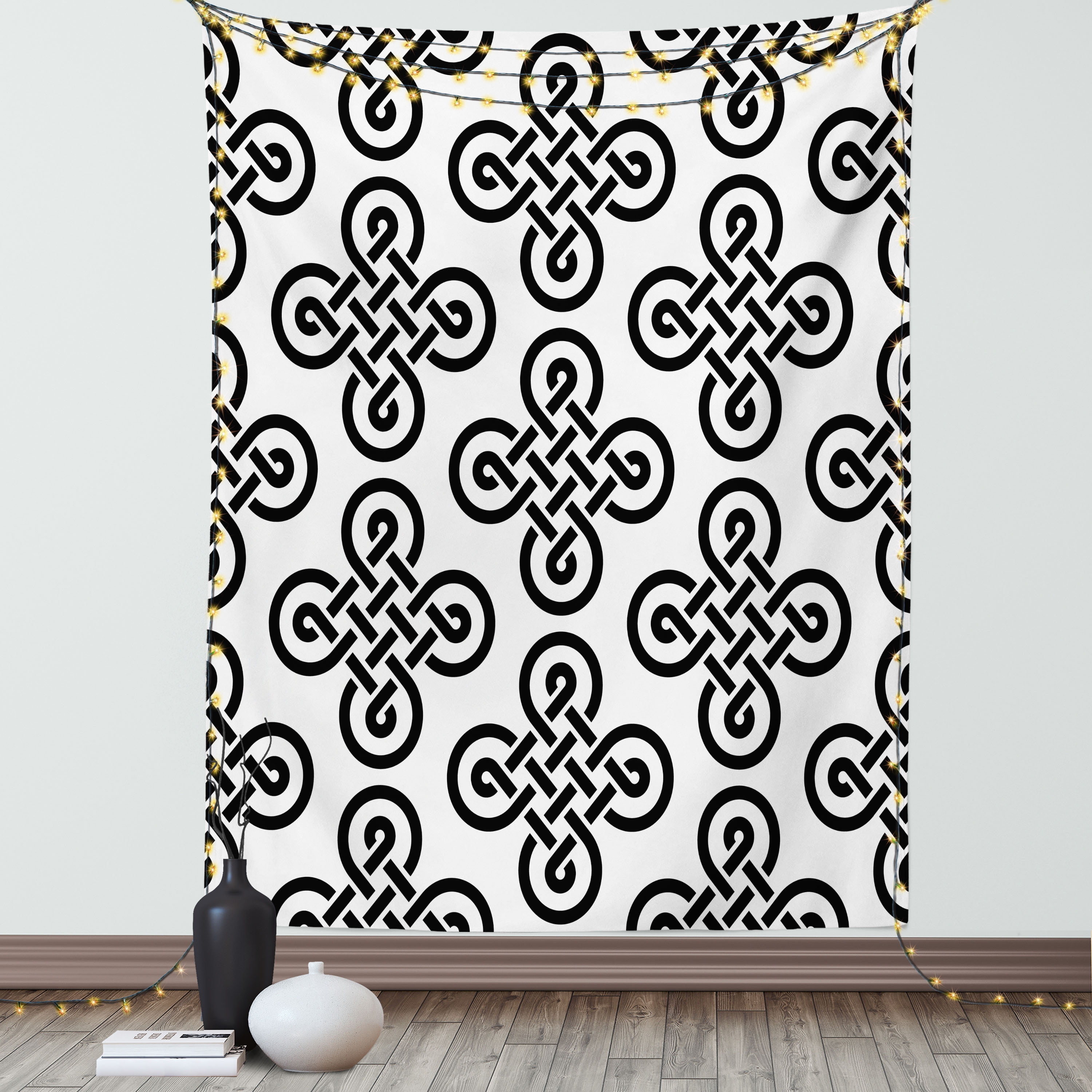 Celtic Decor Tapestry, Old-Fashion Irish Knot Motifs Symmetric Regular ...