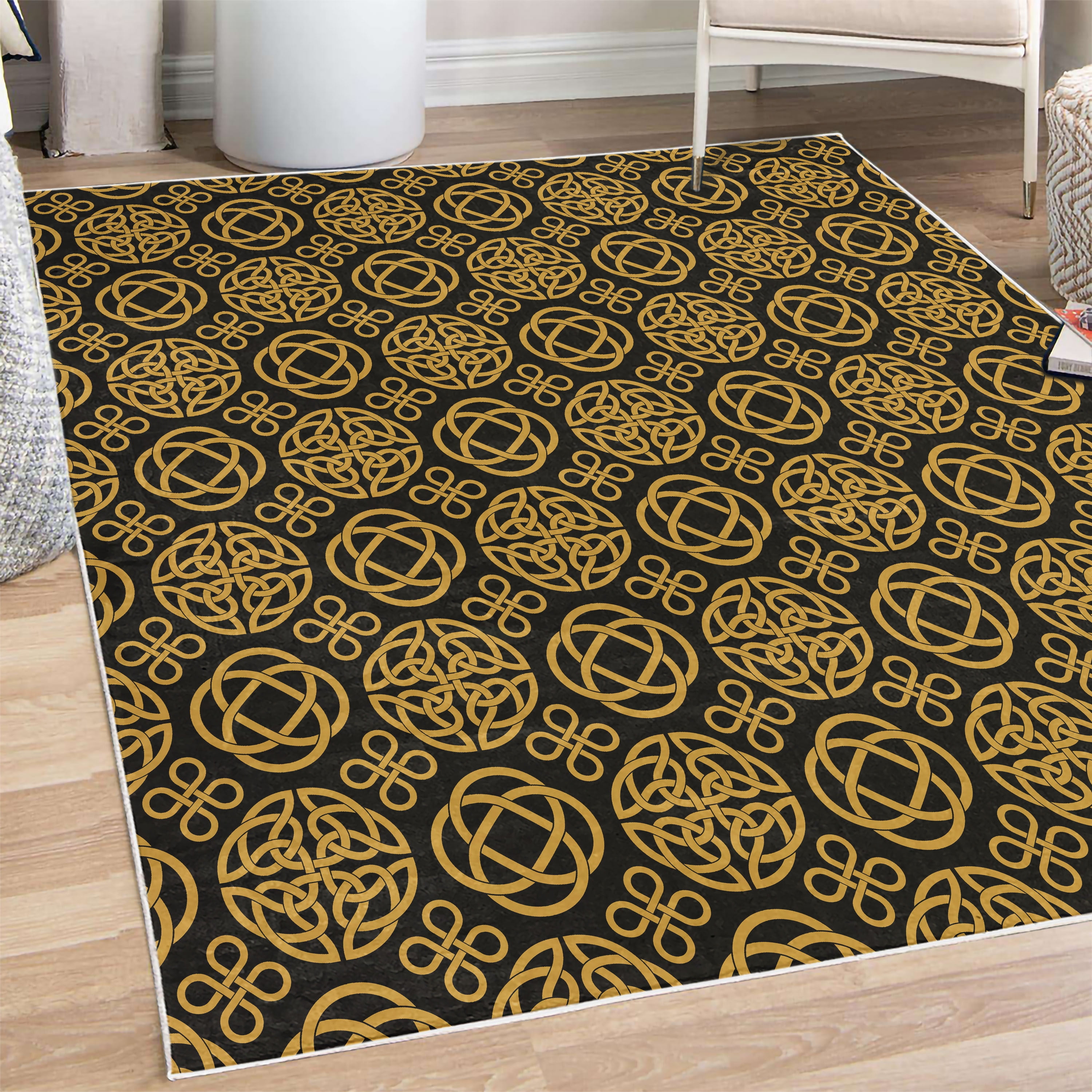 Celtic Decorative Rug, Retro Tribal Circle Knots Eternity Forms Pattern ...