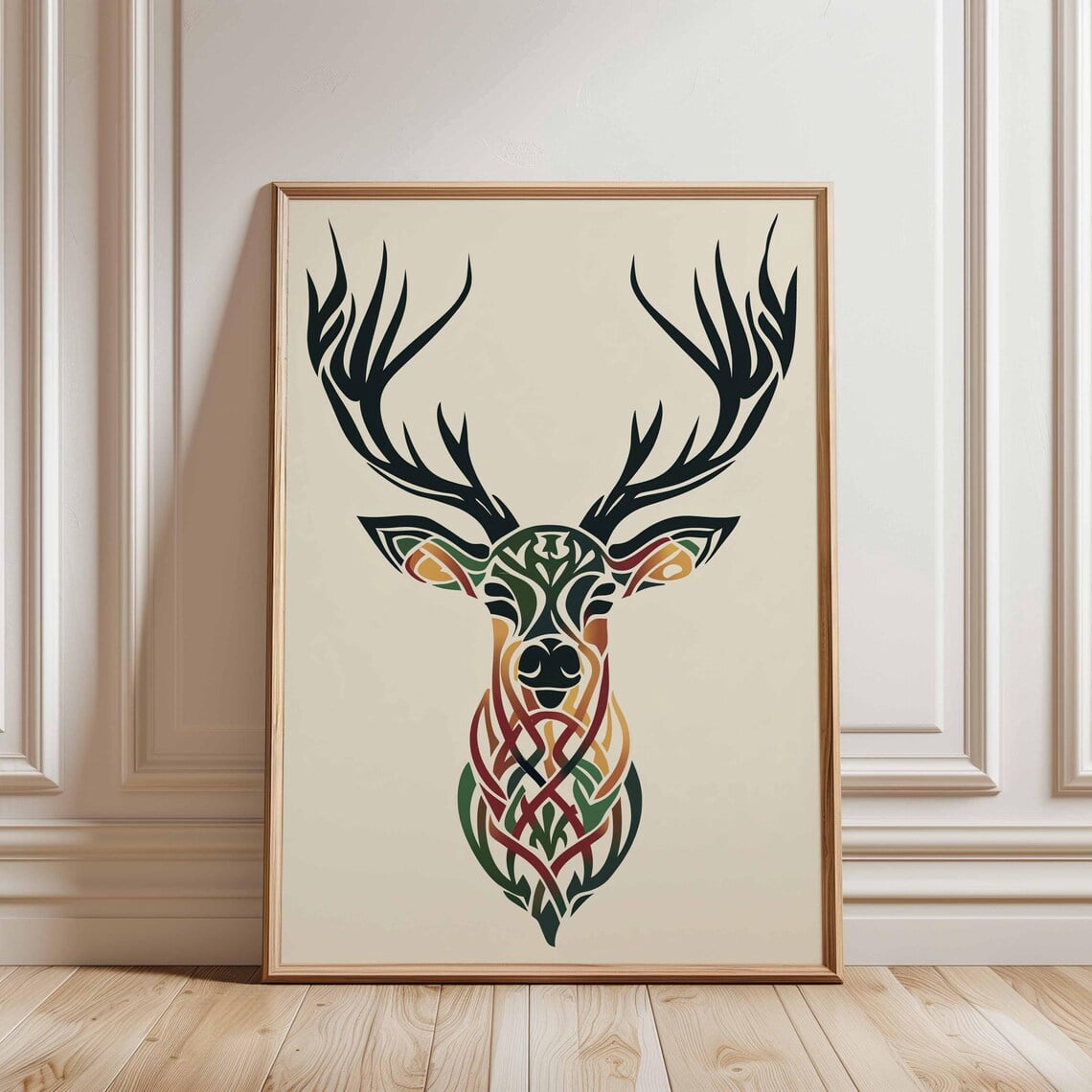 Celtic Deer Tribal Stag Geometric Nature Animal Wall Decor Art Unframed ...
