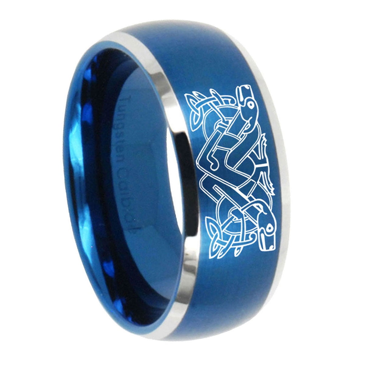 Celtic Dog 8MMDome Brushed Finish Blue Tungsten Men's Ring - Walmart.com