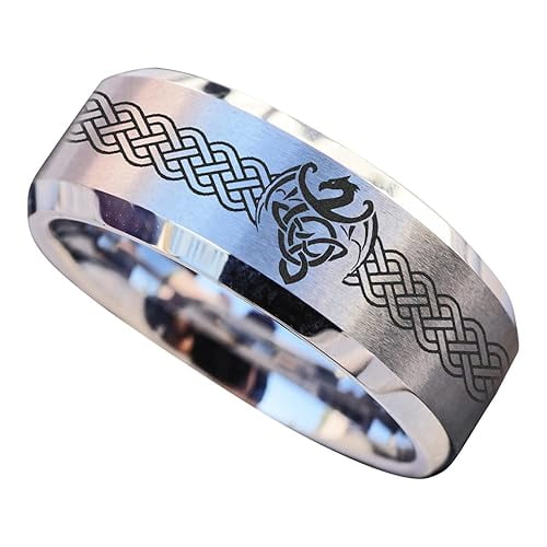 Celtic Dragon Wedding Band Engraved Dragon Wedding Ring Gargoyle Dragon ...