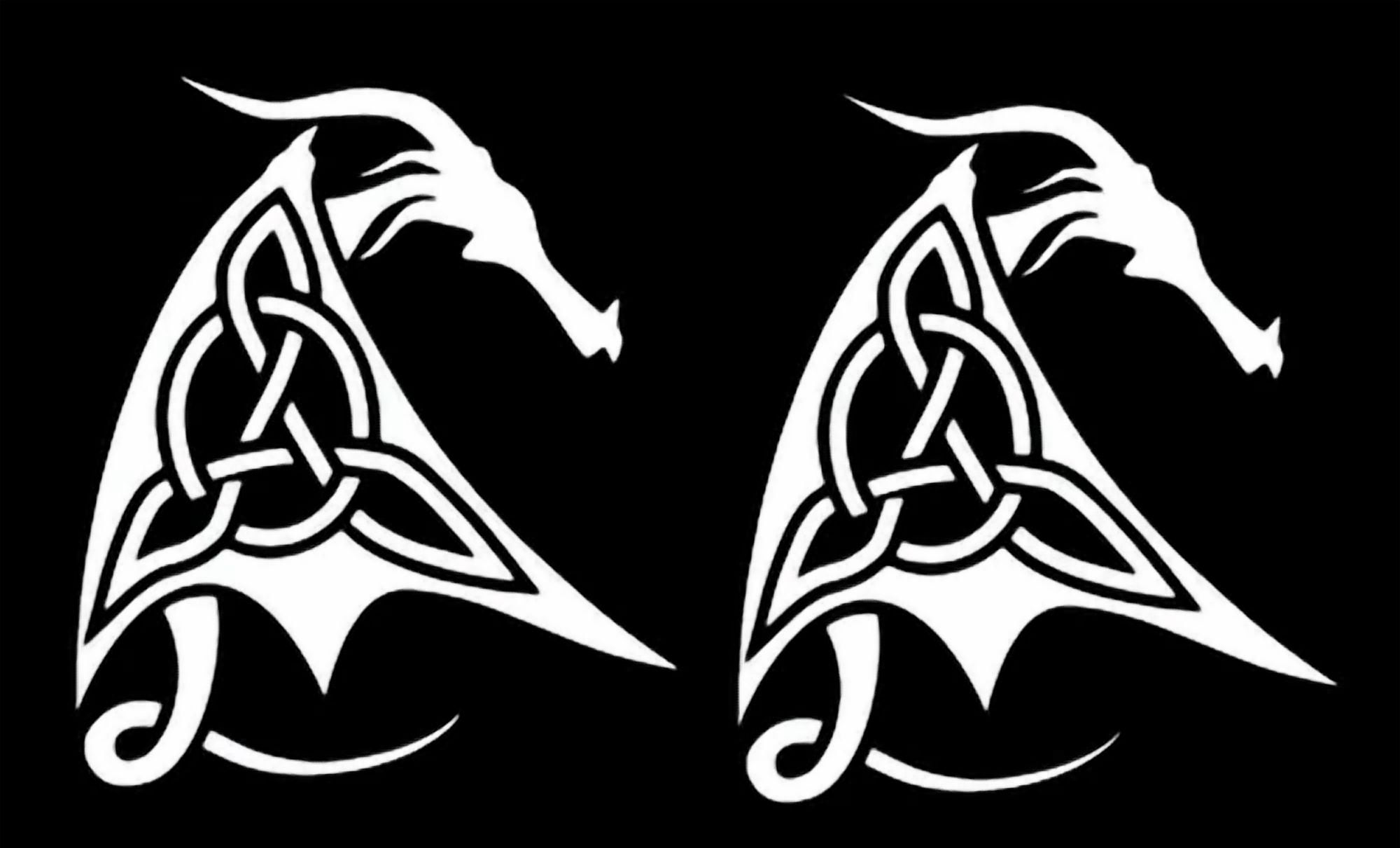 Celtic Dragon With Triquetra Two 5" White Vinyl Decals Car Laptop ...