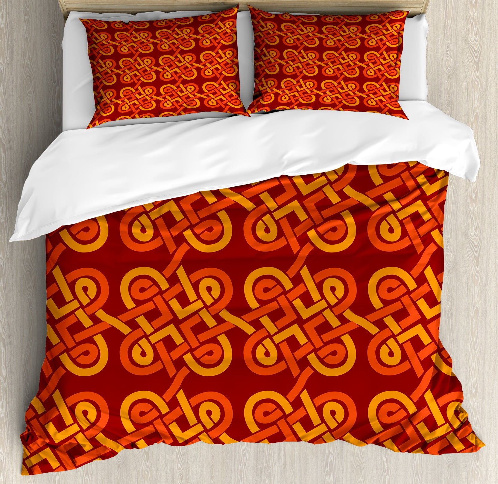 Celtic Duvet Cover Set, Multicolored Interlaced Vintage Celtic ...
