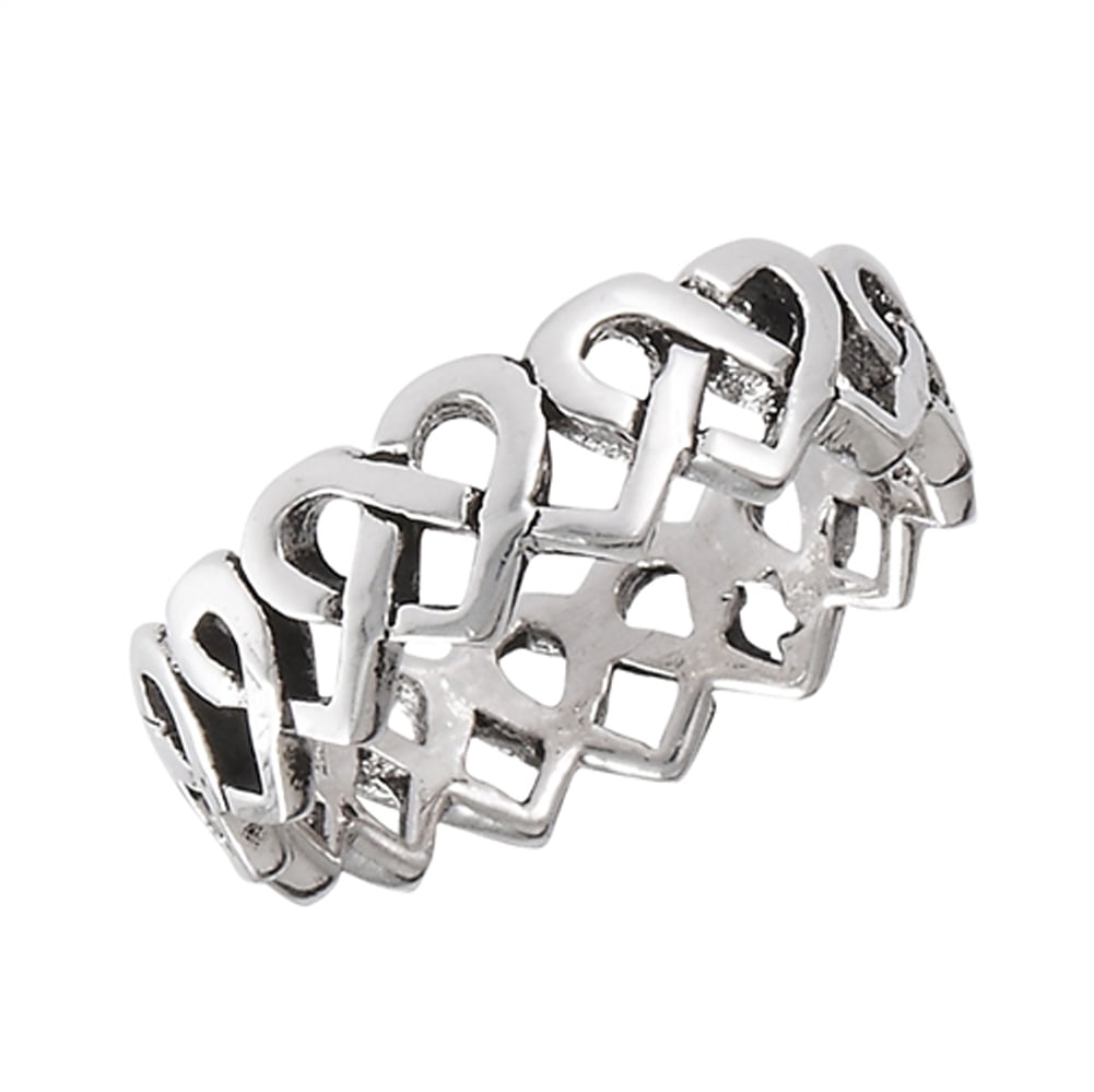 Celtic Eternity Criss Cross Heart Promise Ring Sterling Silver Band 925 ...