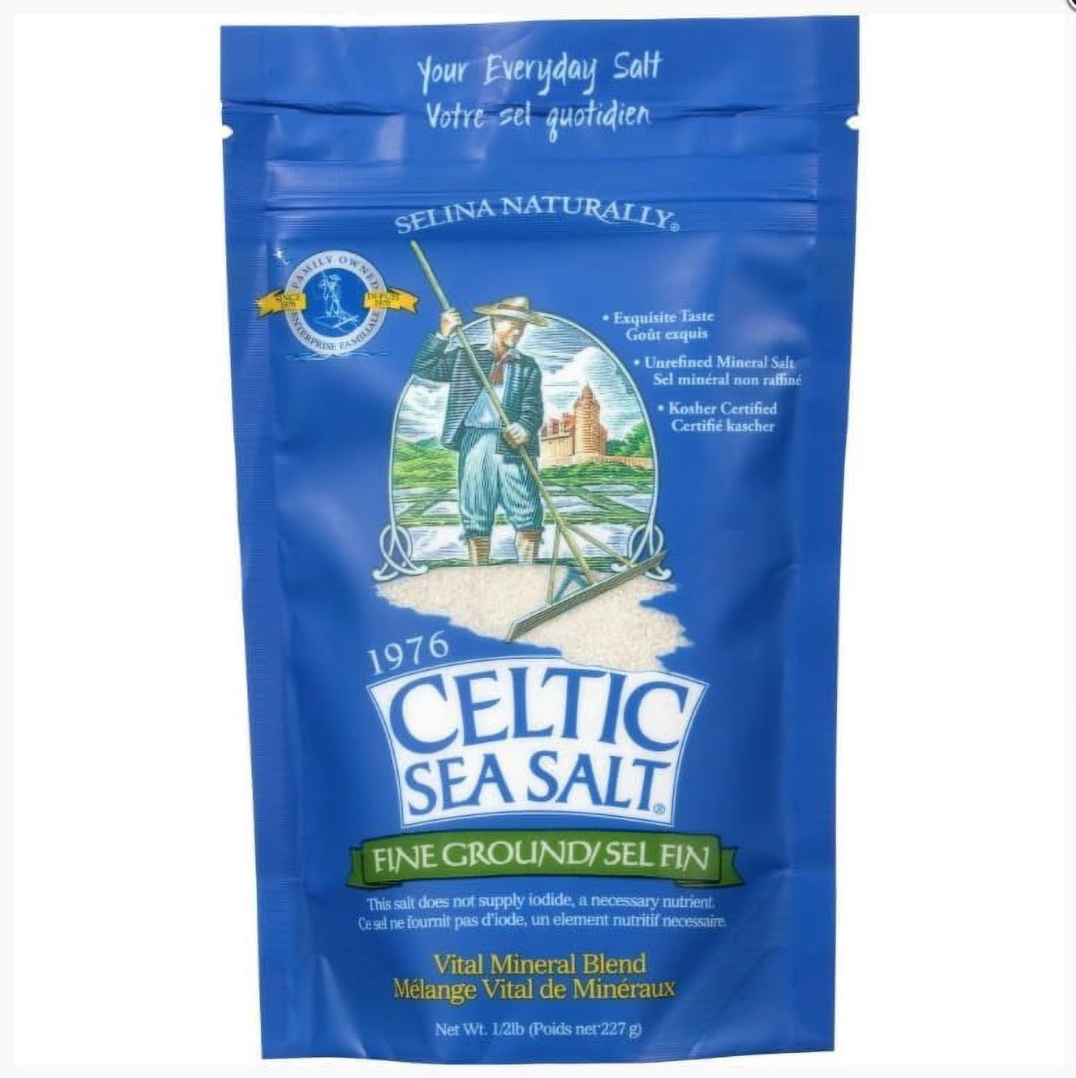 Celtic Fine Ground Sea Salt 8 oz by Selina Naturally - Pack of 2 - Pure ...