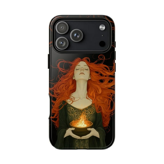 Celtic Flame Keeper Goddess Red Hair Design for iPhone 17 16 15 14 13 ...