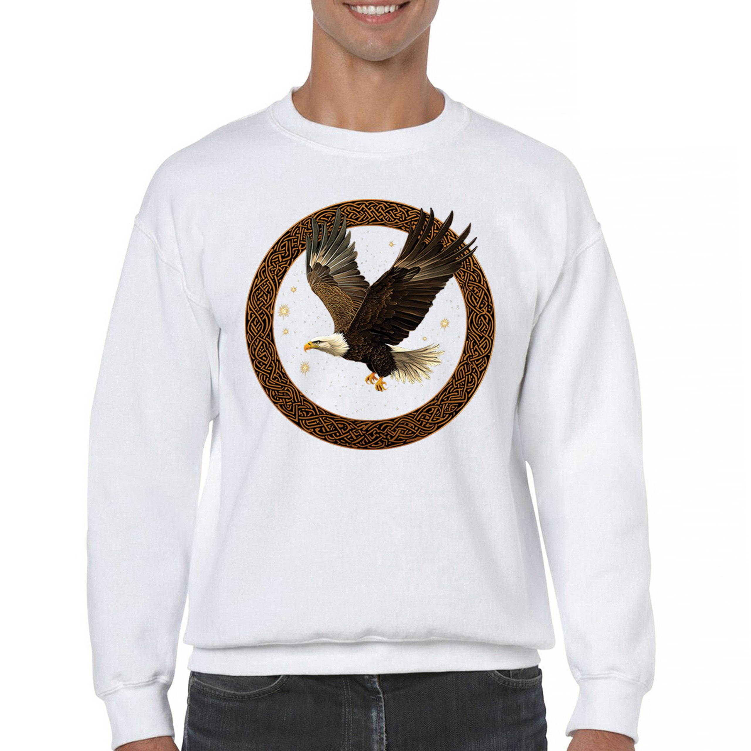 Celtic Flying Eagle Sweatshirt North Mystic Bald Raptor Spiritual Sky ...