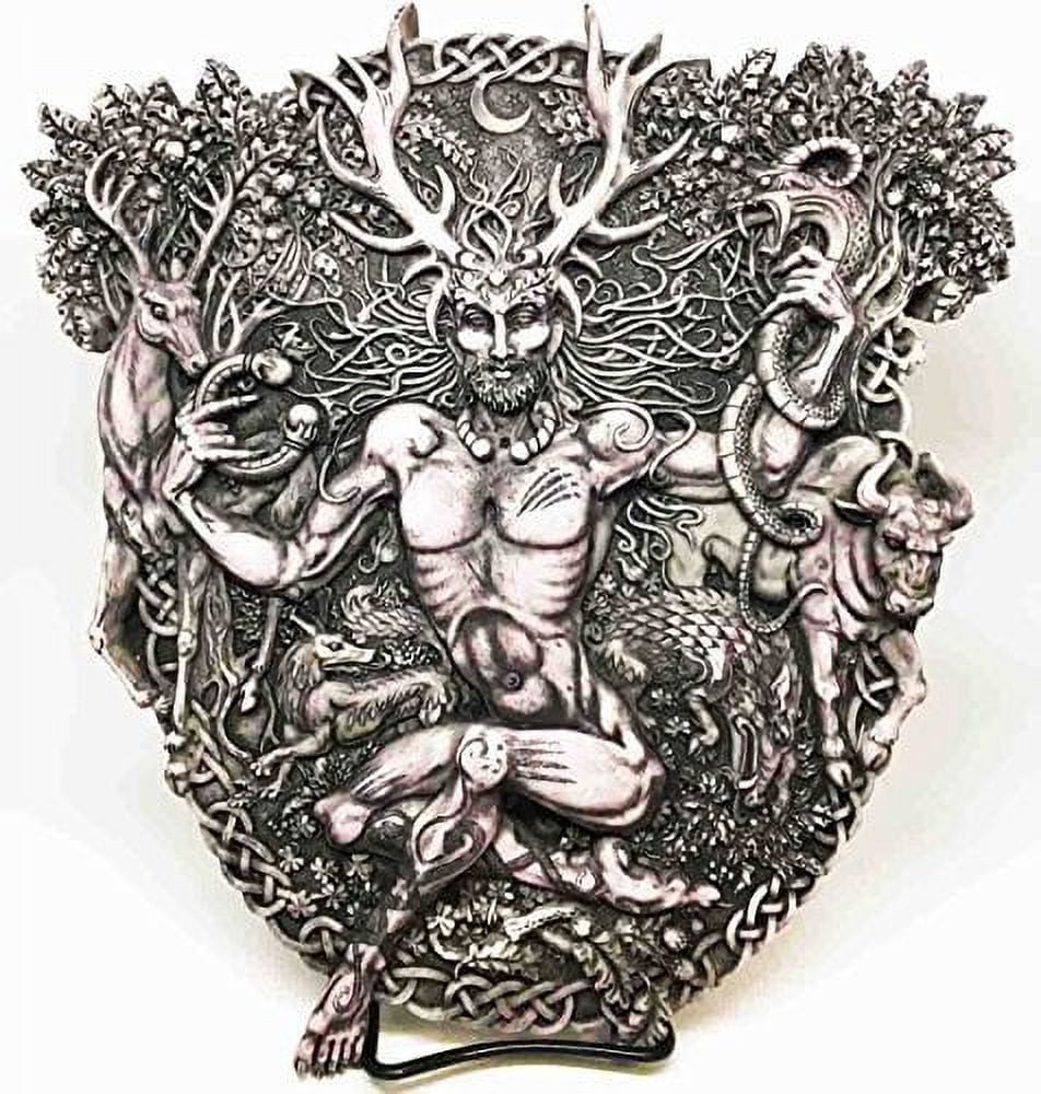 Celtic Forest Lord Horned God Cernunnos Wall Plaque Sculpture In Resin ...
