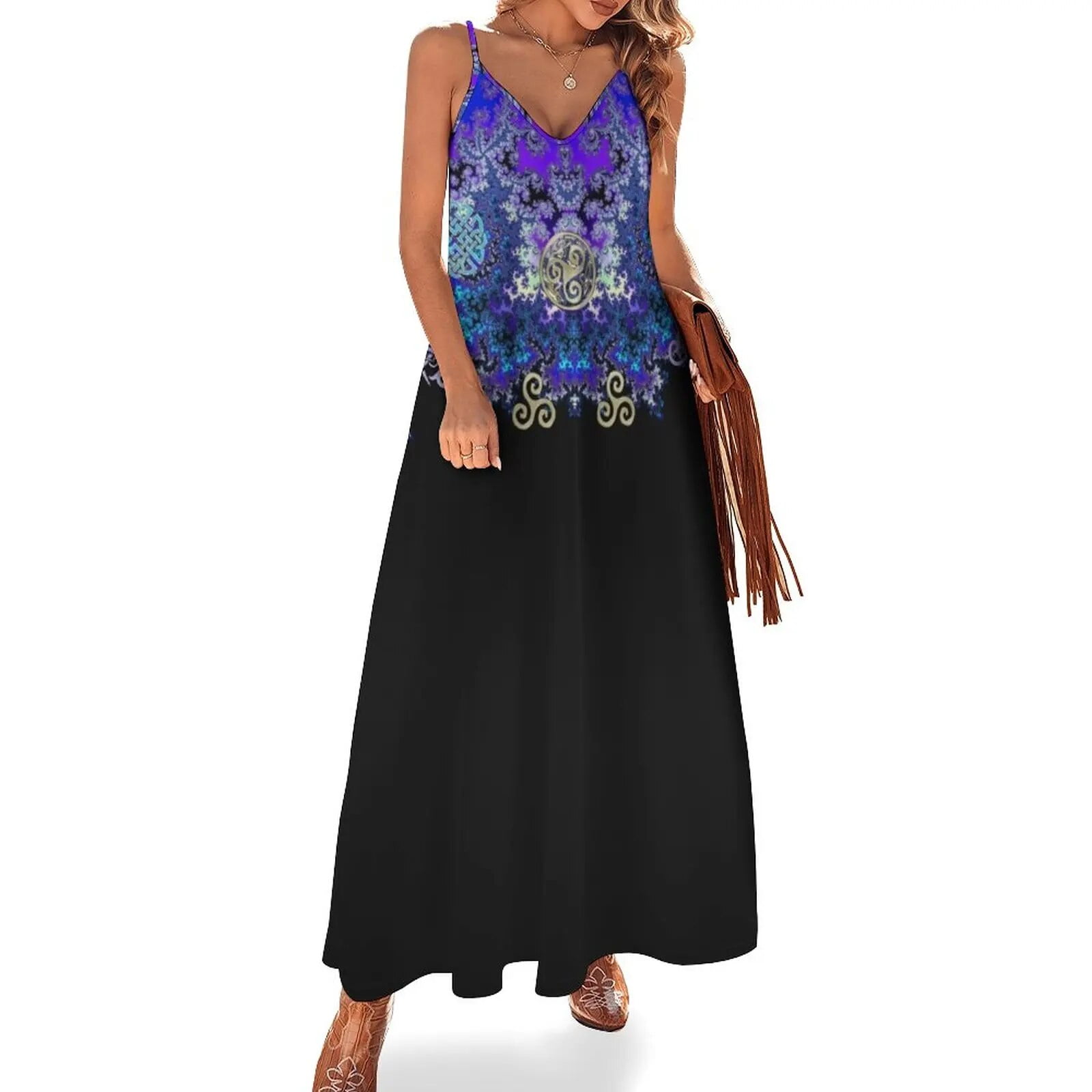 Celtic Fractal Lace Veil Sleeveless Dress summer women's suit Woman ...