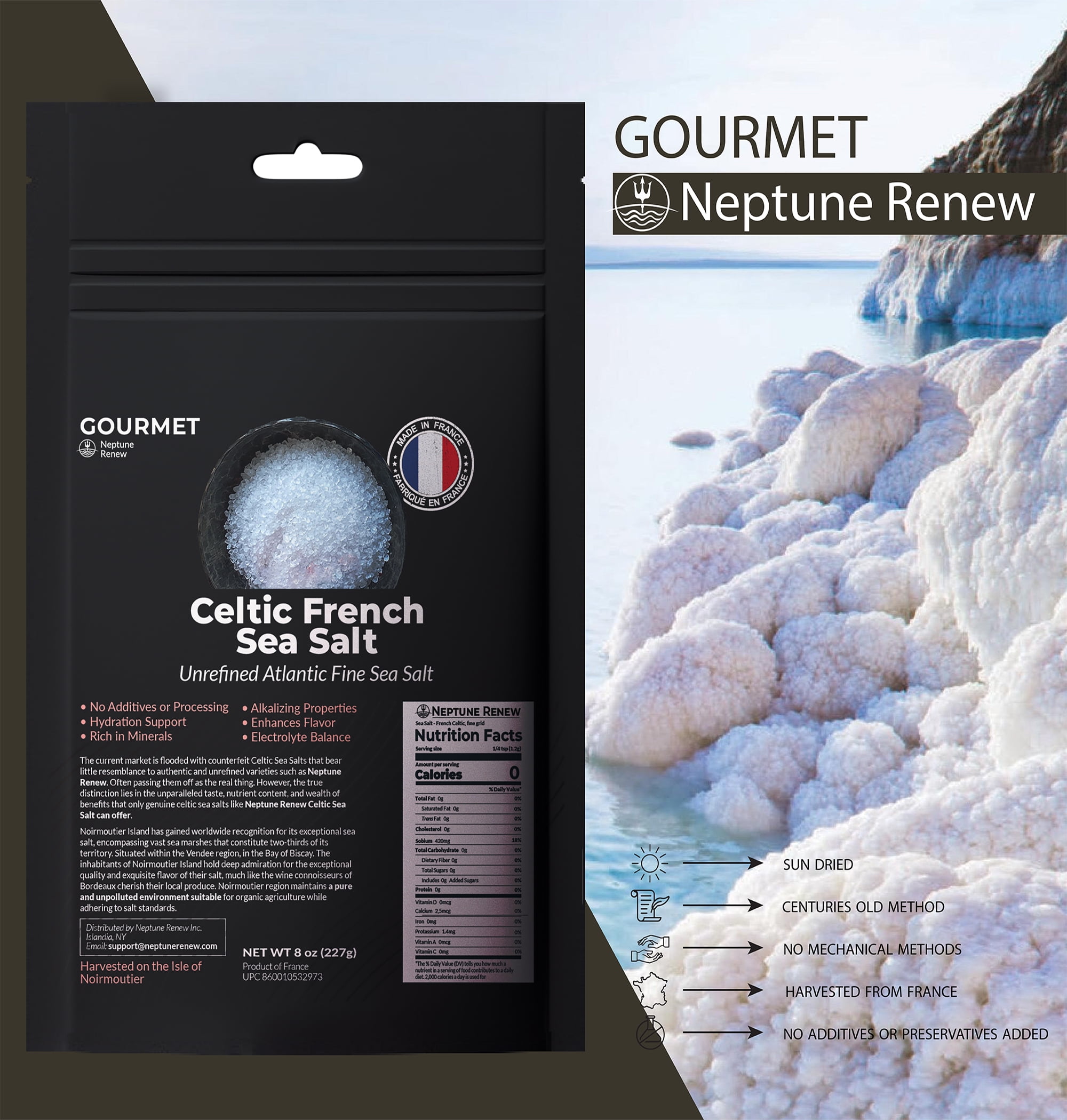 Neptune Renew Celtic French Sea Salt, 8 oz, 100% Natural, Unrefined ...