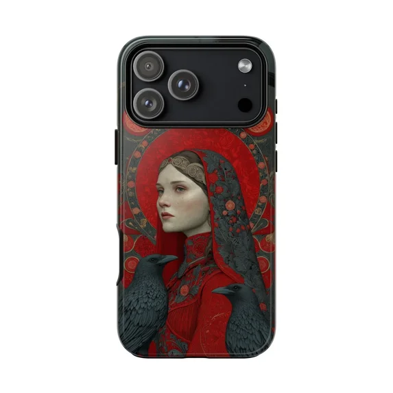 Celtic Goddess Raven Motifs Phone Case for iPhone 17 11 12 13 14 15 16 ...