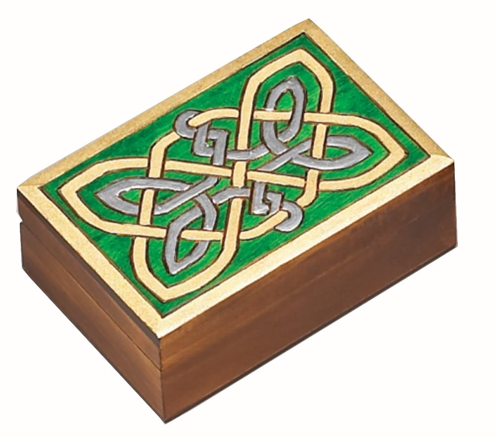 Celtic Gold Knotwork Wood Box Handmade Jewelry Box Linden Wood Keepsake ...
