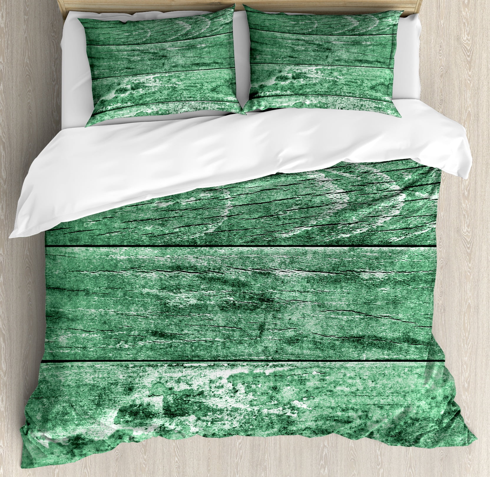 Celtic Green Duvet Cover Set, Rotten Knotted Cracked Look Rustic Wooden ...