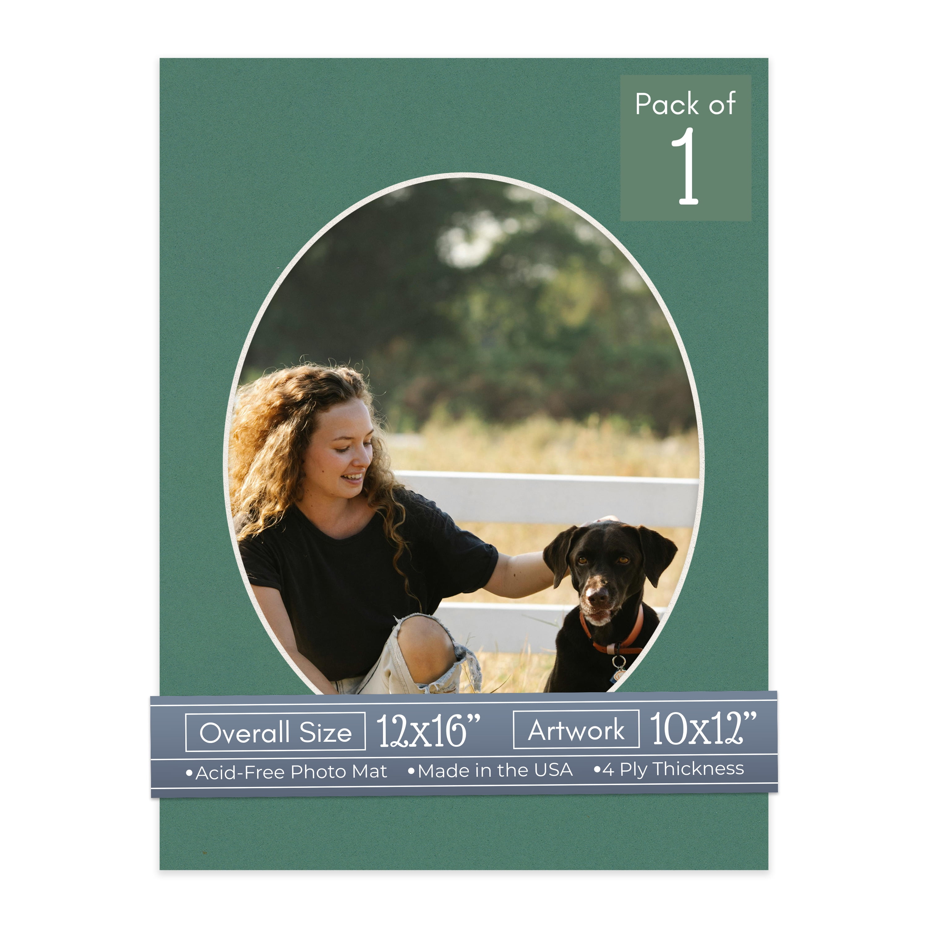 Celtic Green Picture Frame Mat for 12x16 Frames - Oval Opening for ...