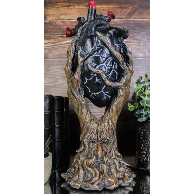 Celtic Greenman Ent Holding Black Human Anatomy Heart Figurine ...