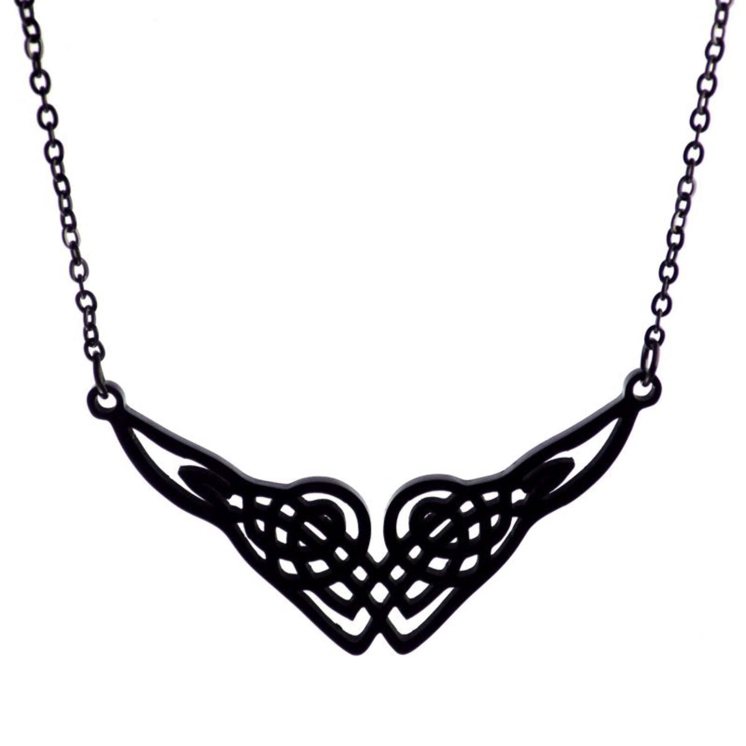 Celtic Heart Knot Necklace Black Stainless Steel Norse Viking Hart ...