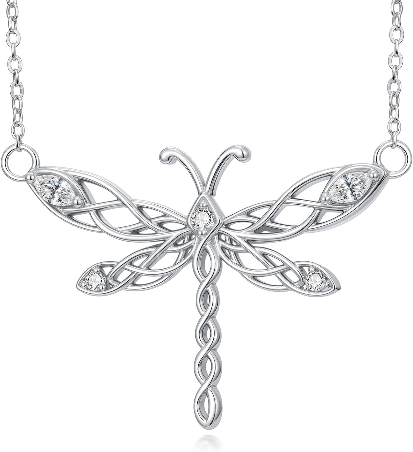 Celtic Infinity Dragonfly Pendant Necklace 925 Sterling Silver ...