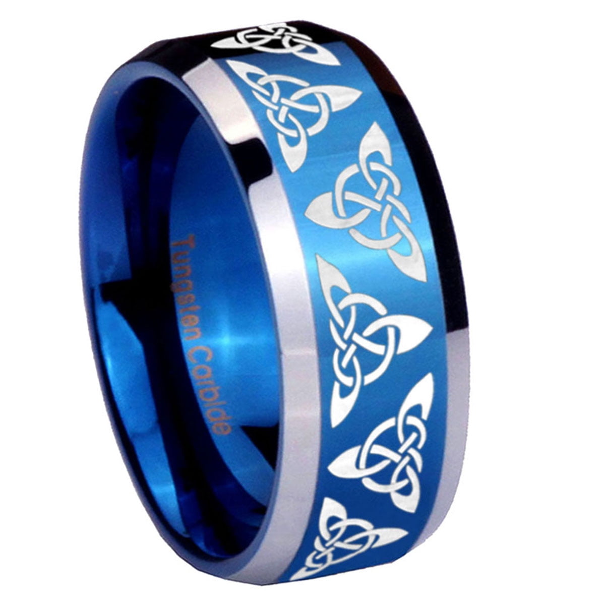 Celtic Knot 8MM Beveled Edge Blue Tungsten Men Ring - Walmart.com