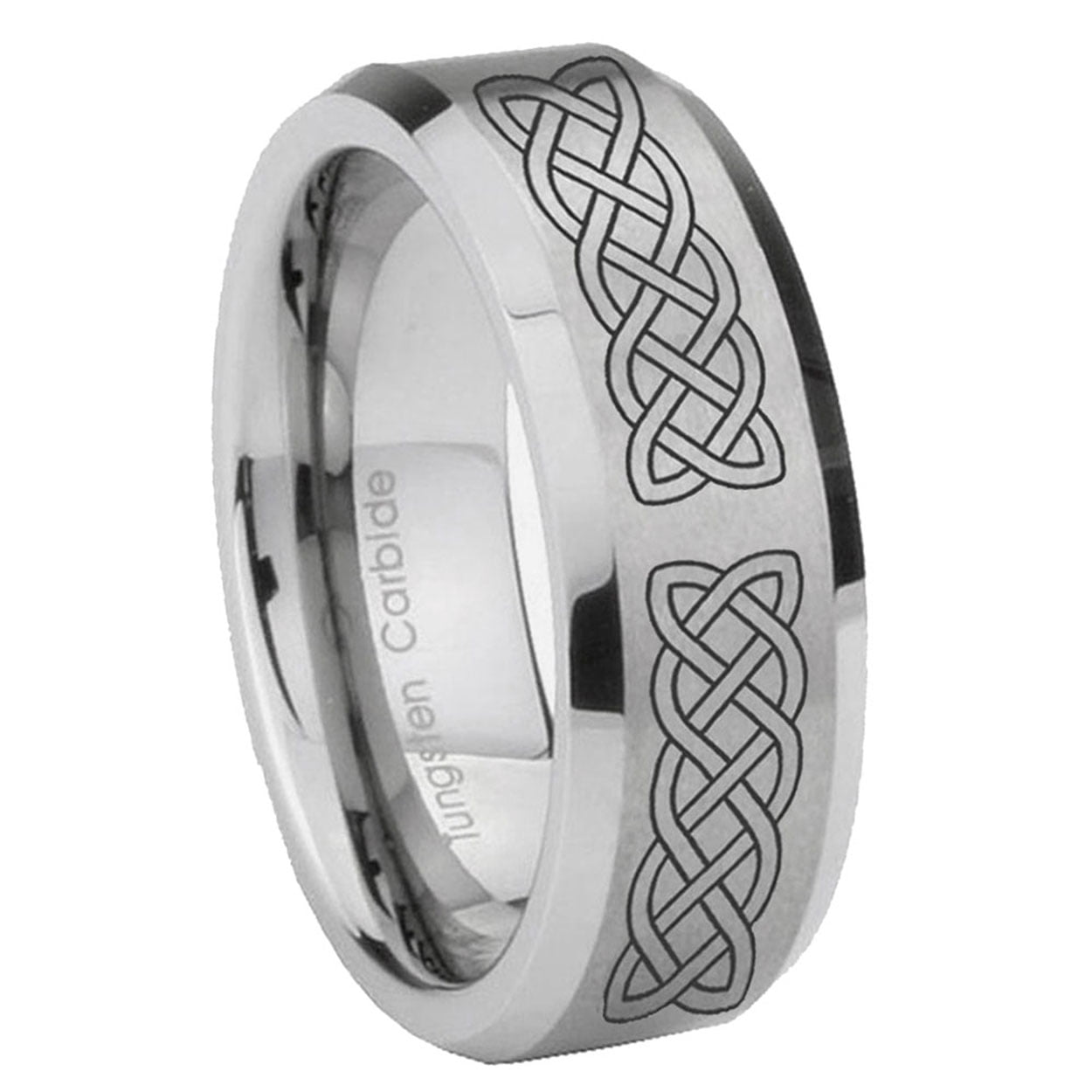 Celtic Knot 8MM Beveled Edge Gray Tungsten Men Ring - Walmart.com