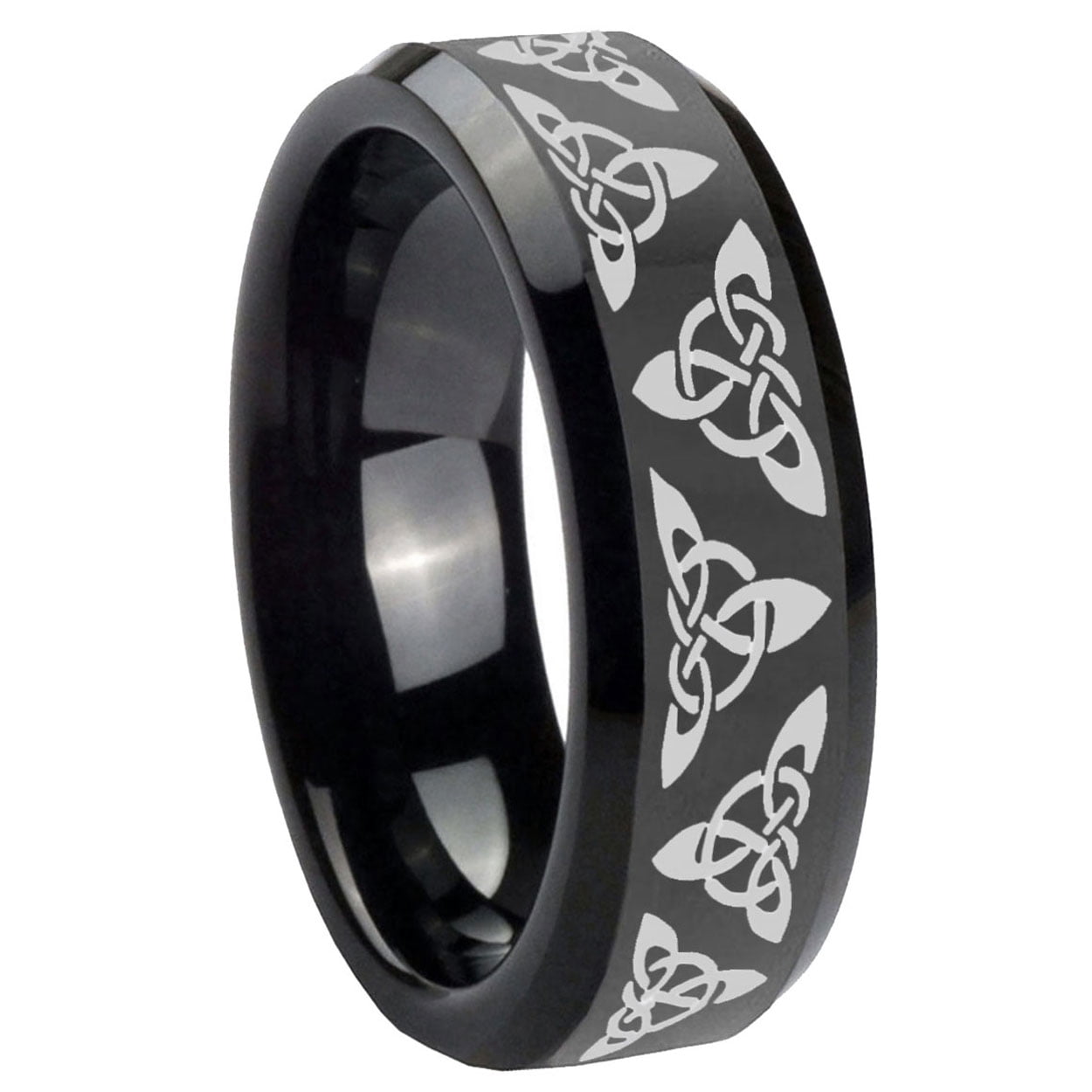 Celtic Knot 8MM Beveled Edge Polish Black Tungsten Men Ring - Walmart.com