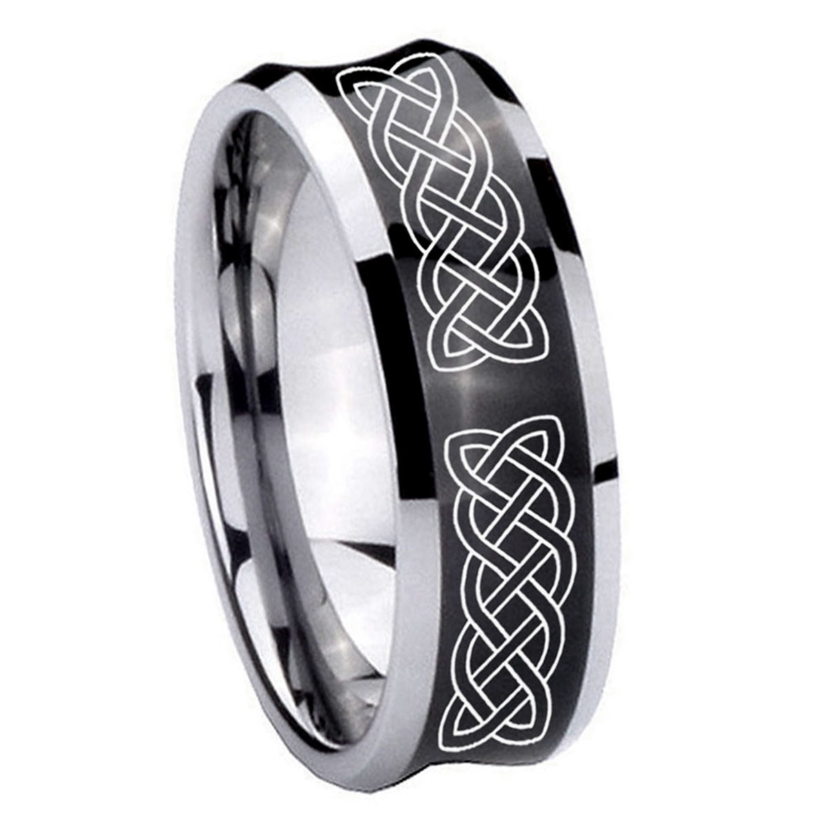 Celtic Knot 8MM Concave Black Tungsten Men Ring - Walmart.com