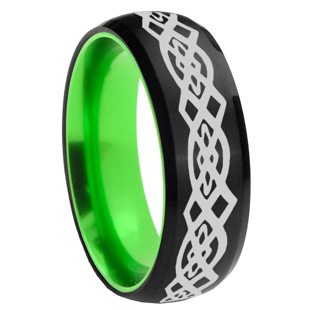 Celtic Knot 8MM Dome Black And Green Tungsten Carbide Ring - Walmart.com