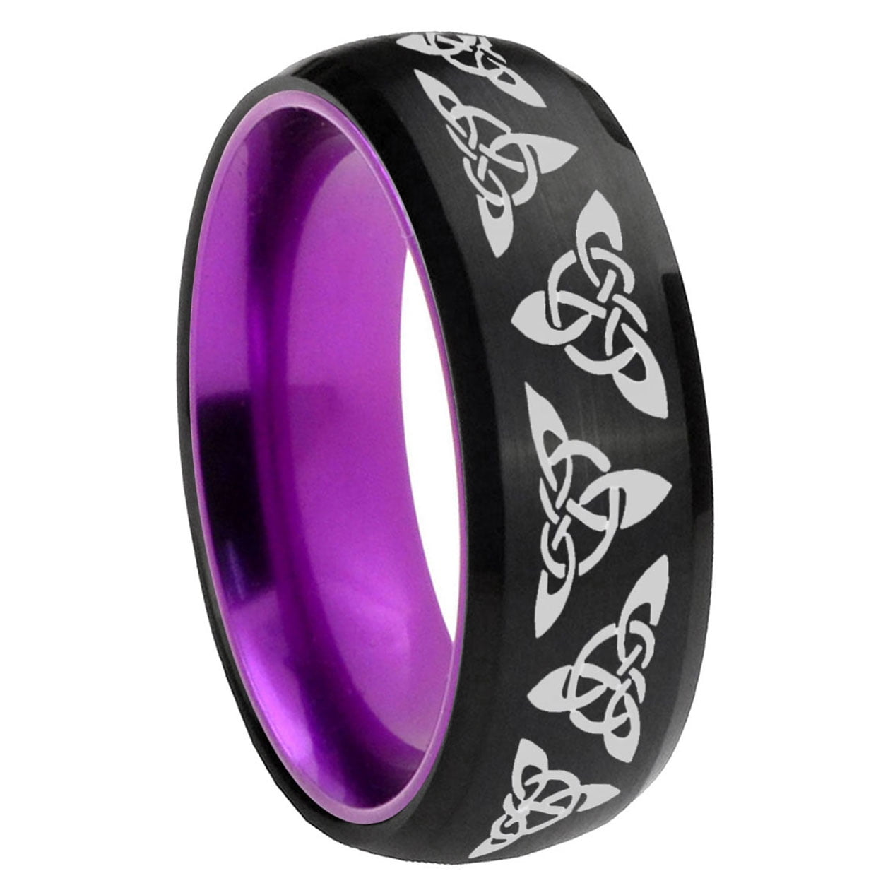 Celtic Knot 8MM Dome Black And Purple Tungsten Carbide Ring - Walmart.com