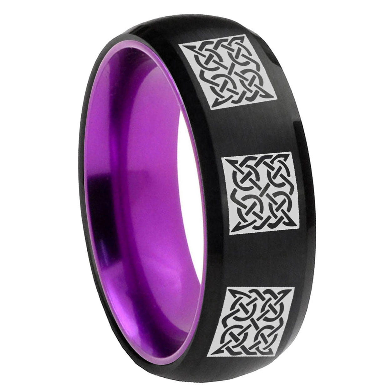 Celtic Knot 8MM Dome Black And Purple Tungsten Men Ring - Walmart.com