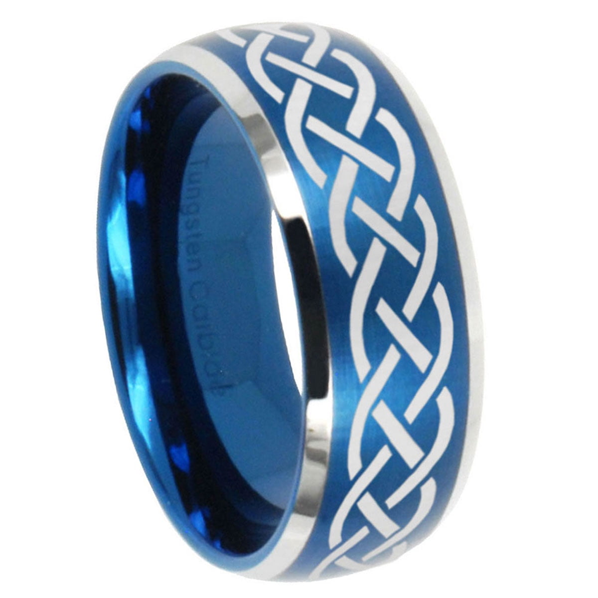 Celtic Knot 8MM Dome Brushed Finish Blue Tungsten Men Ring - Walmart.com