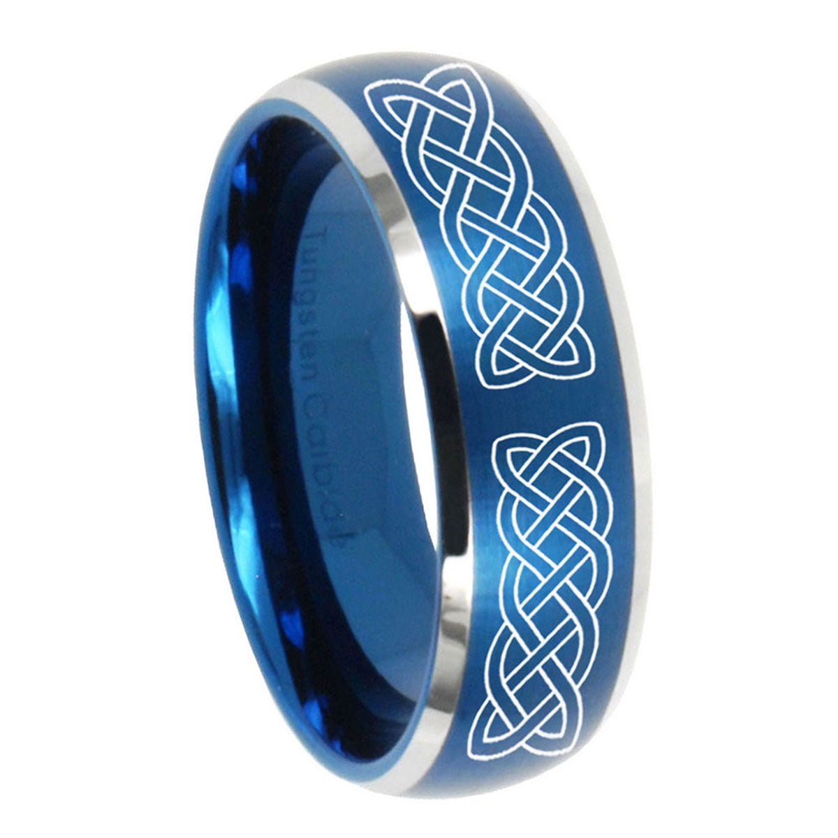 Celtic Knot 8MM Dome Brushed Finish Blue Tungsten Men Ring - Walmart.com