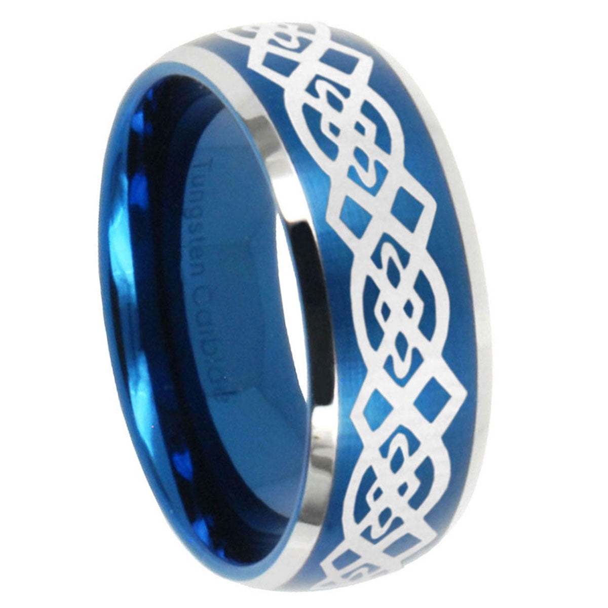 Celtic Knot 8MM Dome Brushed Finish Blue Tungsten Men Ring - Walmart.com