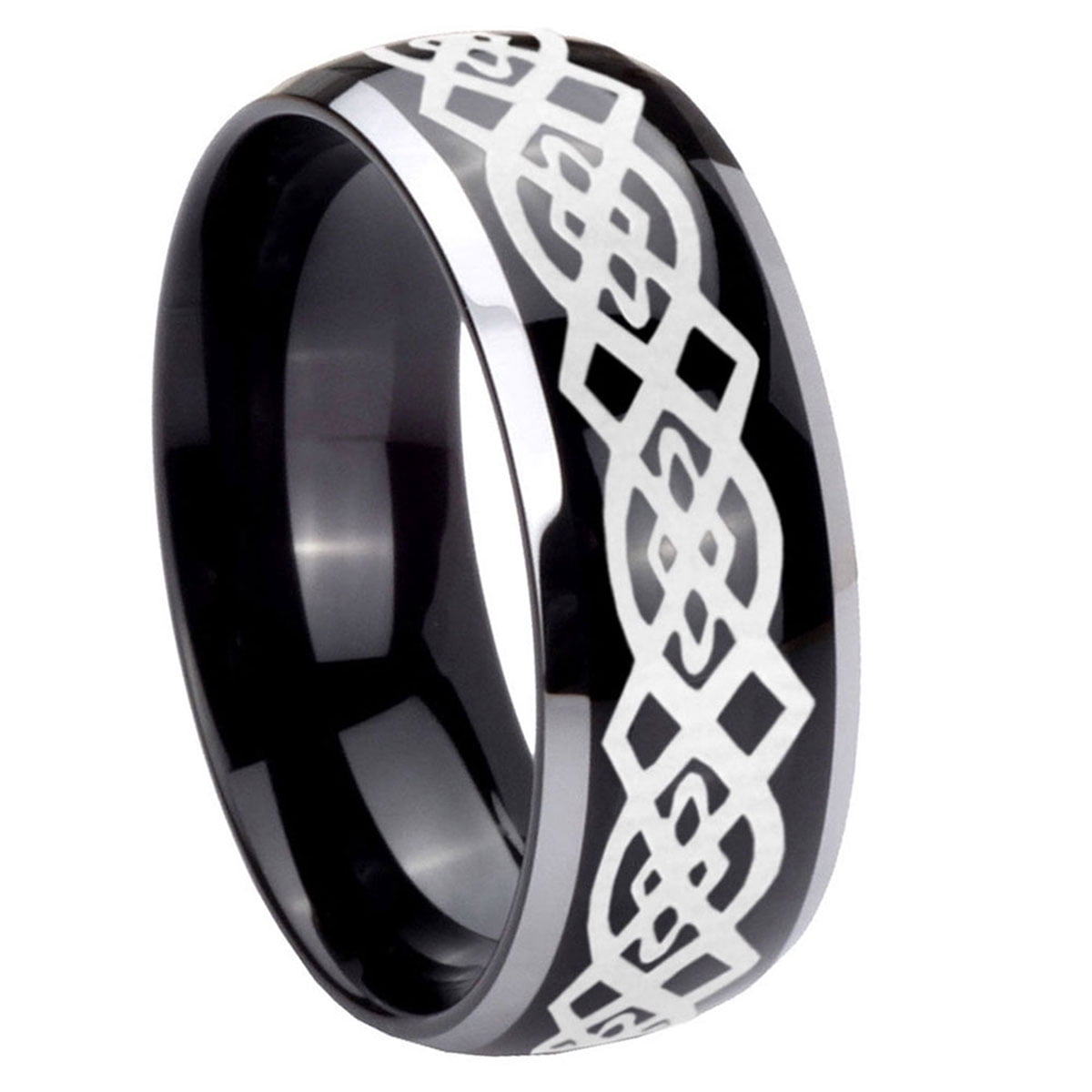 Celtic Knot 8MM Dome Glossy Black 2 Tone Tungsten Men Ring - Walmart.com