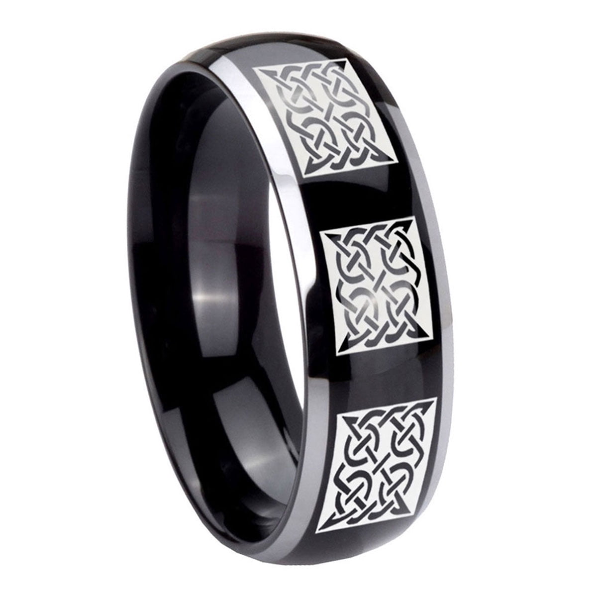 Celtic Knot 8MM Dome Glossy Black 2 Tone Tungsten Men Ring - Walmart.com