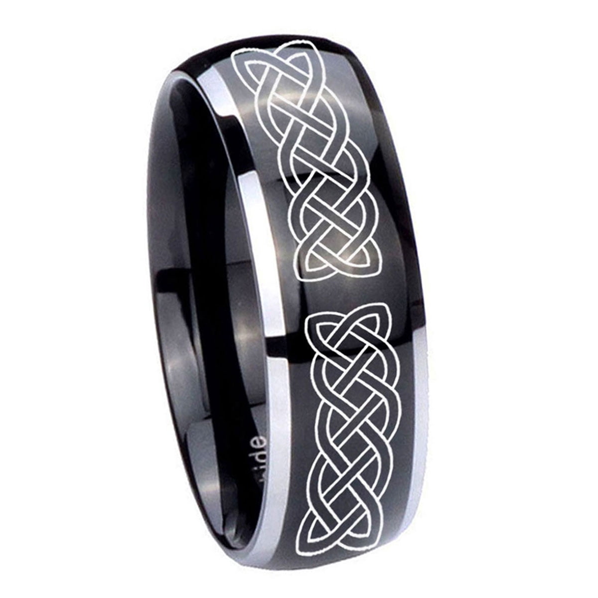 Celtic Knot 8MM Dome Glossy Black 2 Tone Tungsten Men Ring - Walmart.com