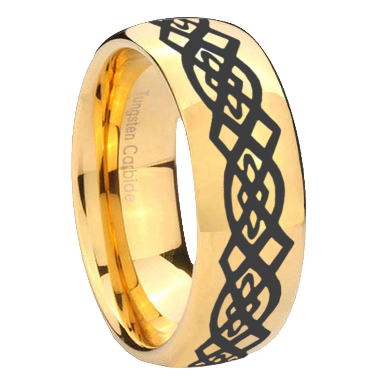 Celtic Knot 8MM Dome Gold Plated Tungsten Men Ring - Walmart.com