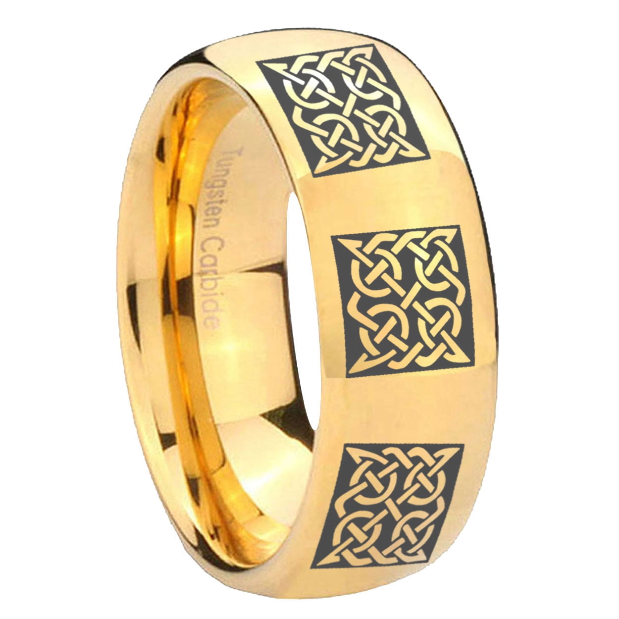 Celtic Knot 8MM Dome Gold Plated Tungsten Men Ring - Walmart.com