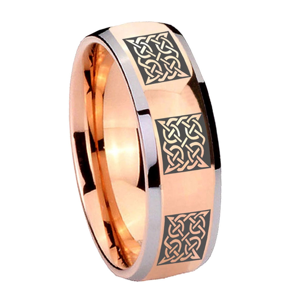 Celtic Knot 8MM Dome Rose Gold Two Tone Tungsten Men Ring - Walmart.com
