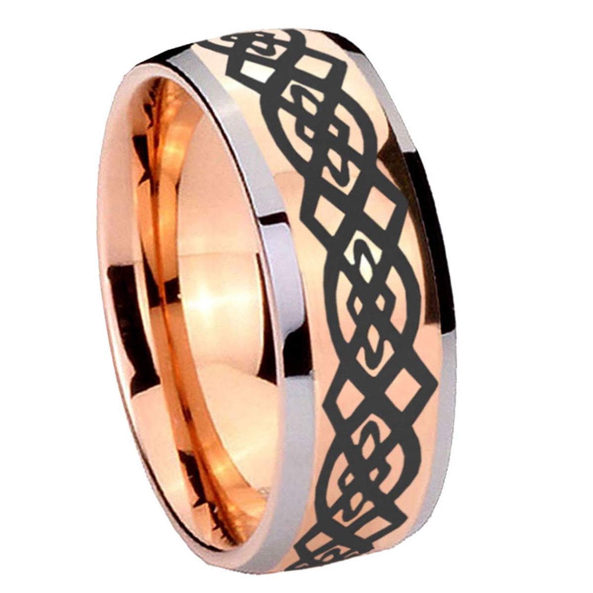 Celtic Knot 8MM Dome Rose Gold Two Tone Tungsten Men Ring - Walmart.com