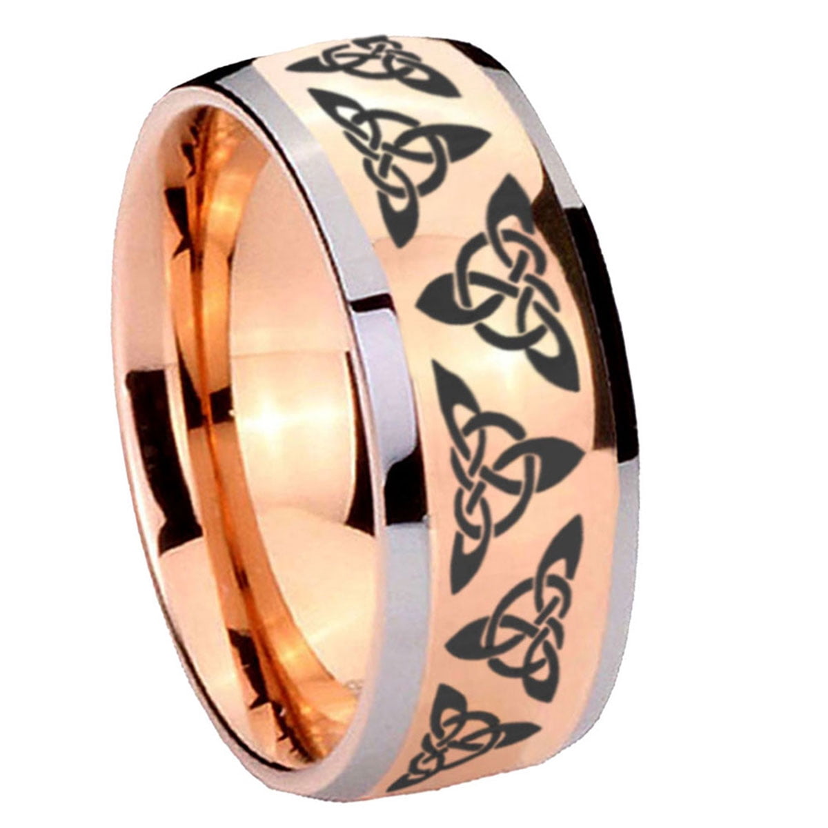 Celtic Knot 8MM Dome Rose Gold Two Tone Tungsten Men Ring - Walmart.com