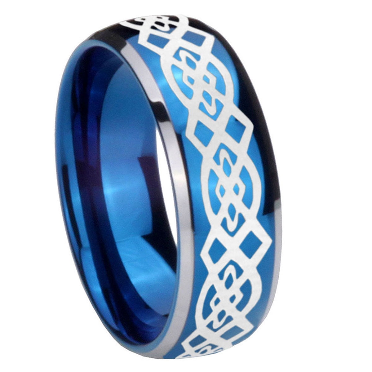 Celtic Knot 8MM Polished Blue 2 Tone Dome Tungsten Men Ring - Walmart.com