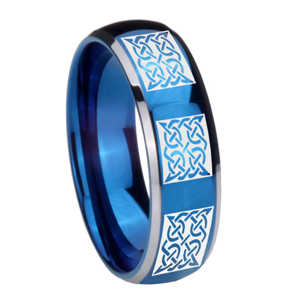 Celtic Knot 8MM Polished Blue 2 Tone Dome Tungsten Men Ring - Walmart.com