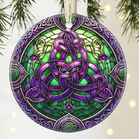 Celtic Knot Ceramic Christmas Ornament - Hanging Decoration for ...