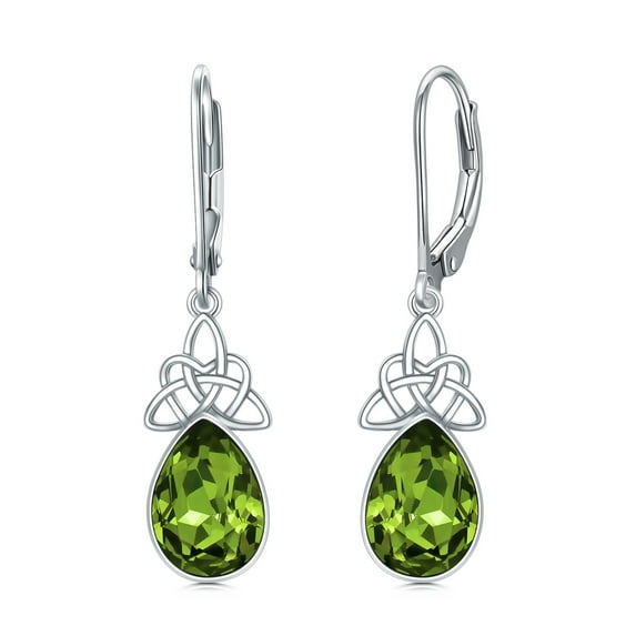Celtic Knot Dangle Earrings 925 Sterling Silver Peridot Birthstone ...