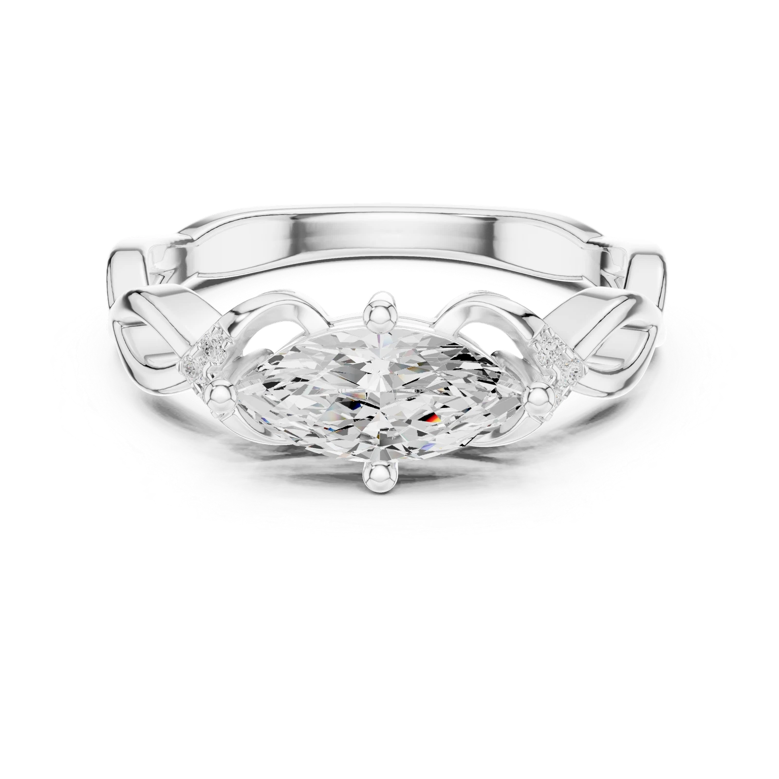 Celtic Knot Design Engagement Ring, 1.2 CT Marquise Cut Simulated ...