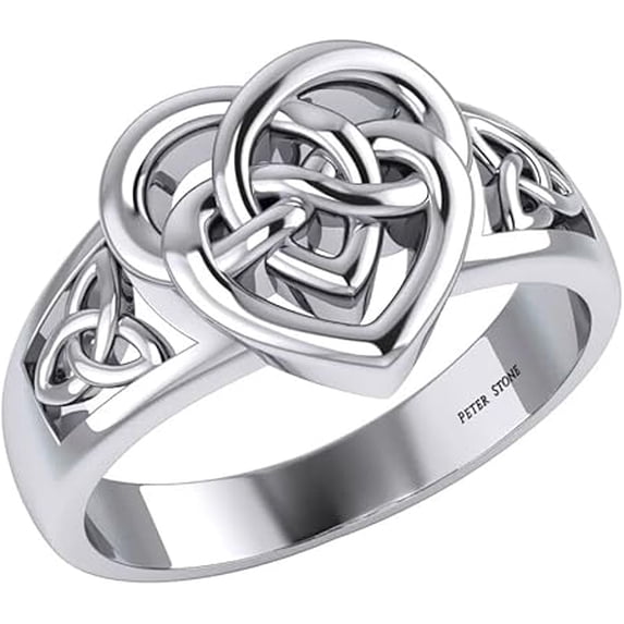 Celtic Knot Heart Trinity 925 Sterling Silver Ring Love Valentine Jewelry (Ring Size:8 ...