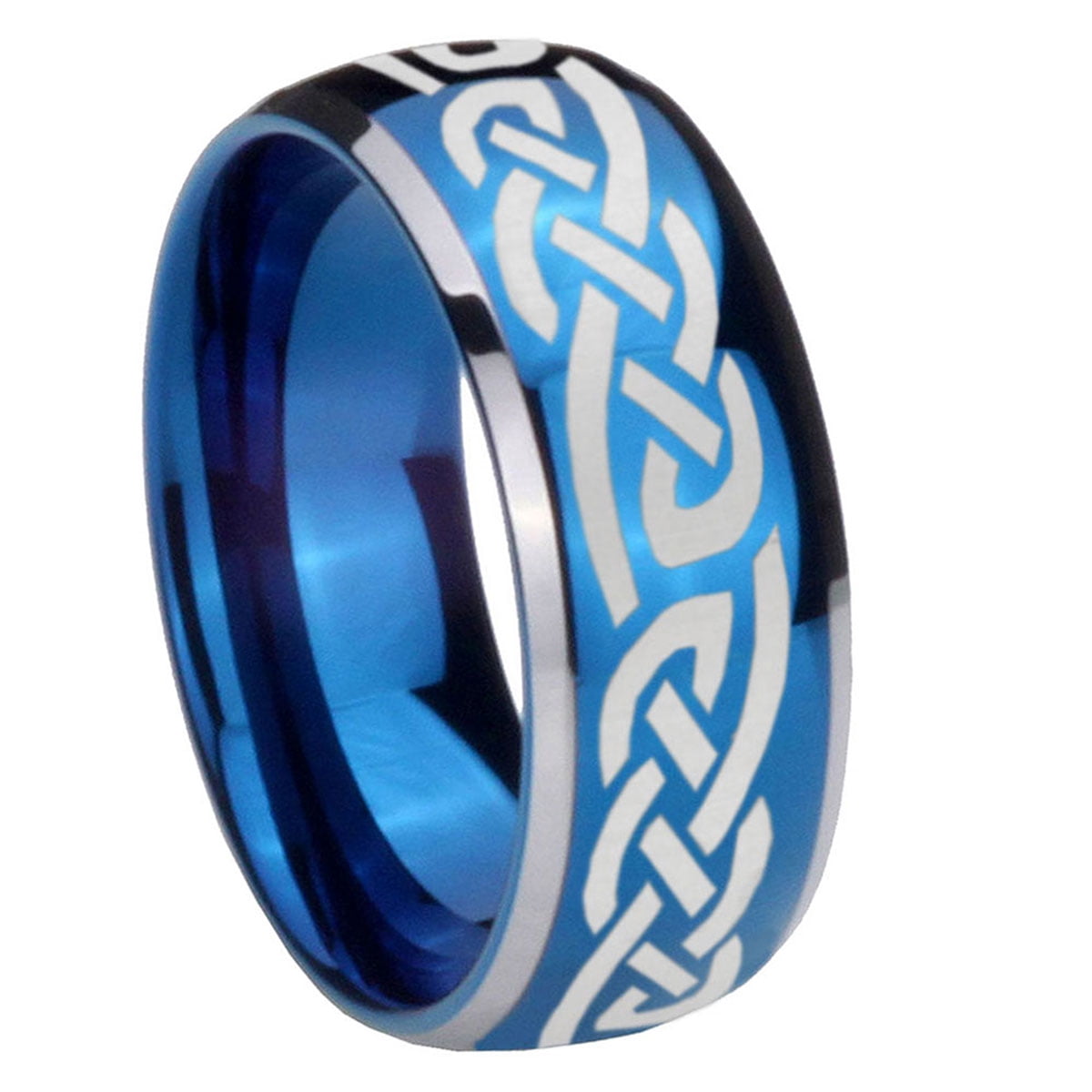 Celtic Knot Infinity Love 8MM Polished Blue 2 Tone Dome Tungsten Men ...